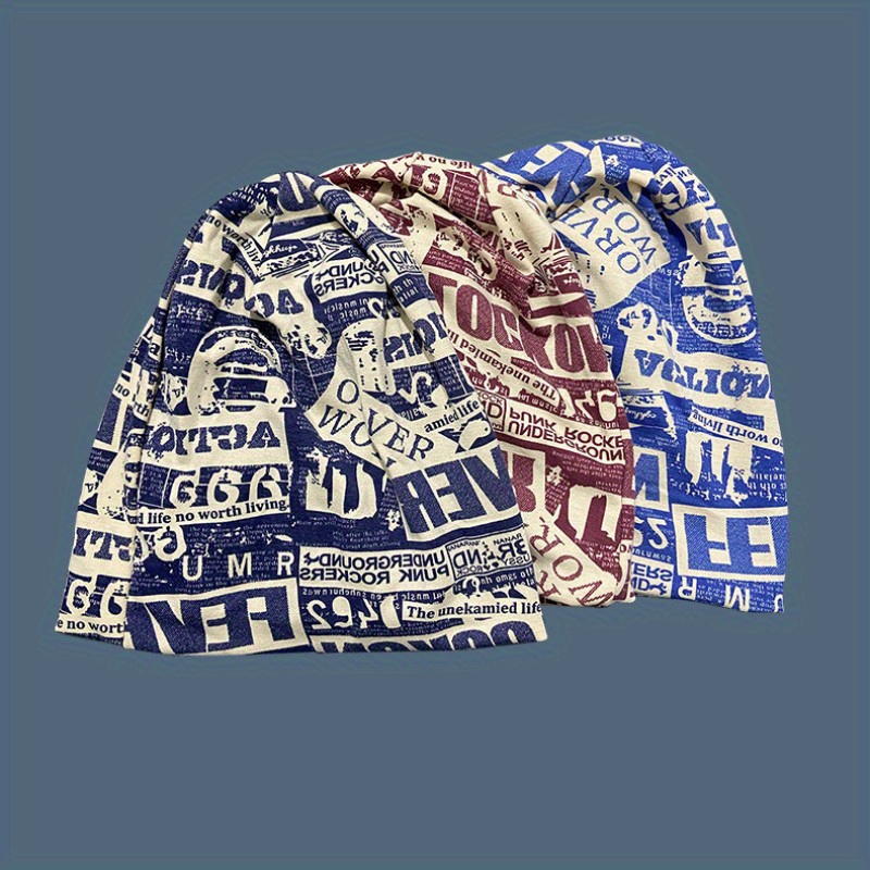 Letter Graffiti Print Beanie Cap Baggy Slouchy Hat - Temu New Zealand
