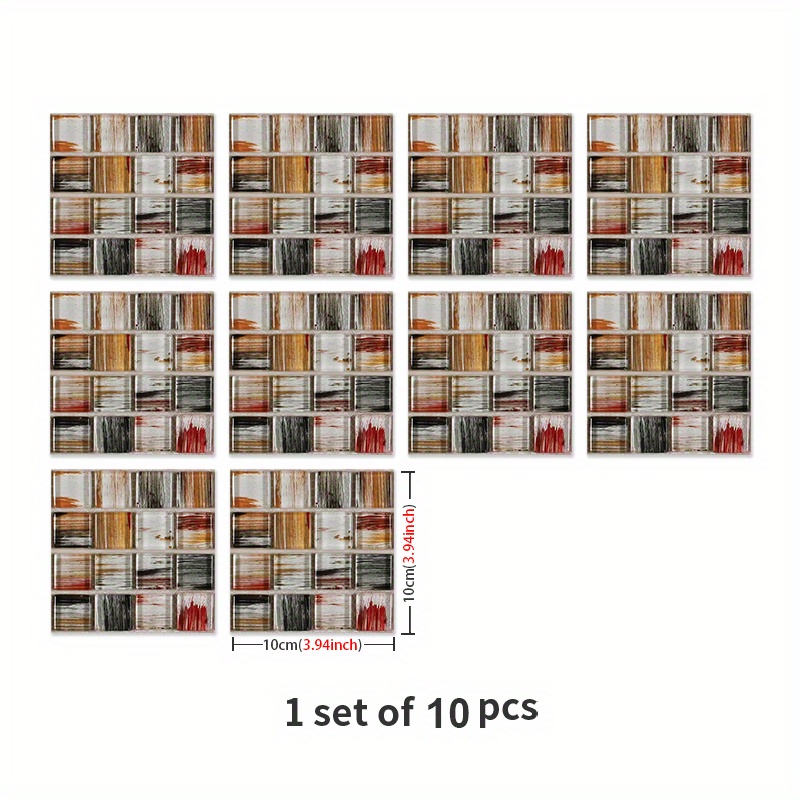 10pcs Bathroom Tile Sticker Modern Kitchen Wall Sticker Living Room ...