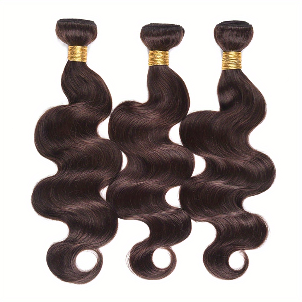 Dark Brown 3 Bundles Body Wave Human Hair Bundles Remy Brazilian Body ...