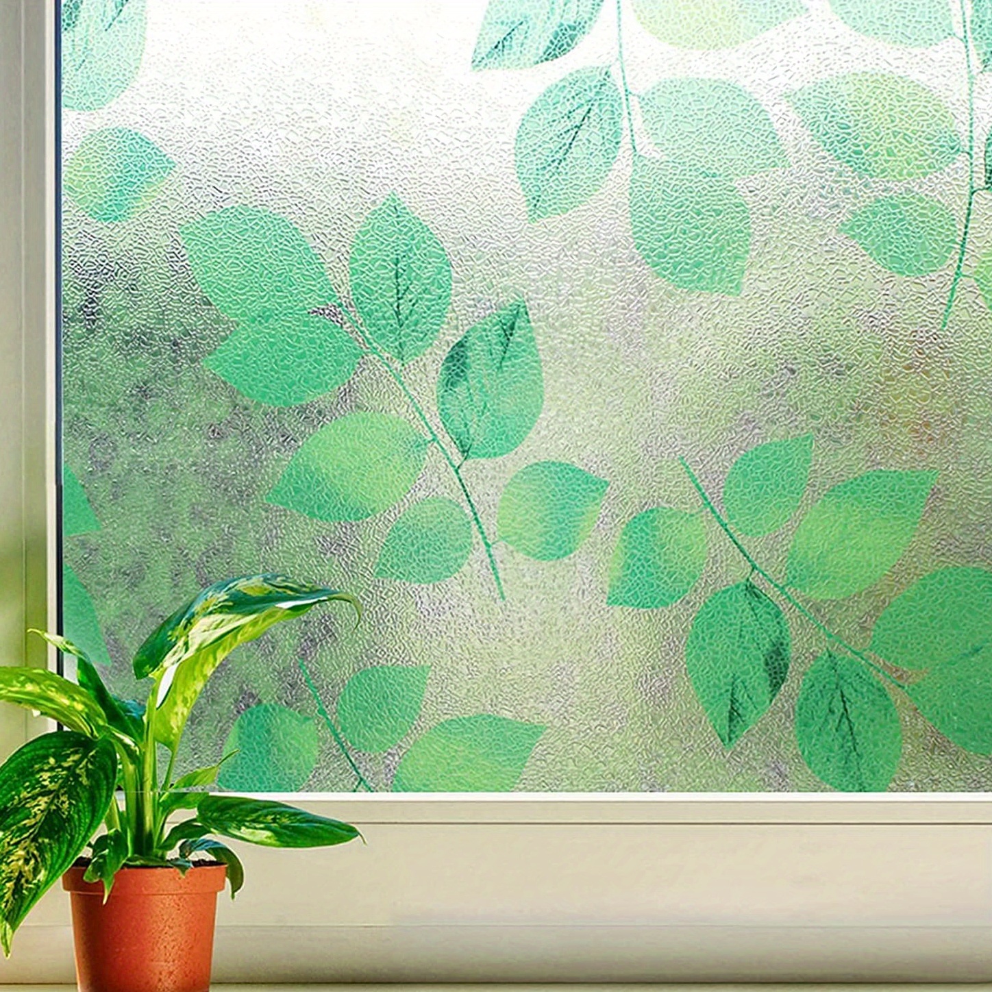 frosted leaves privacy window film anti uv no static - Temu