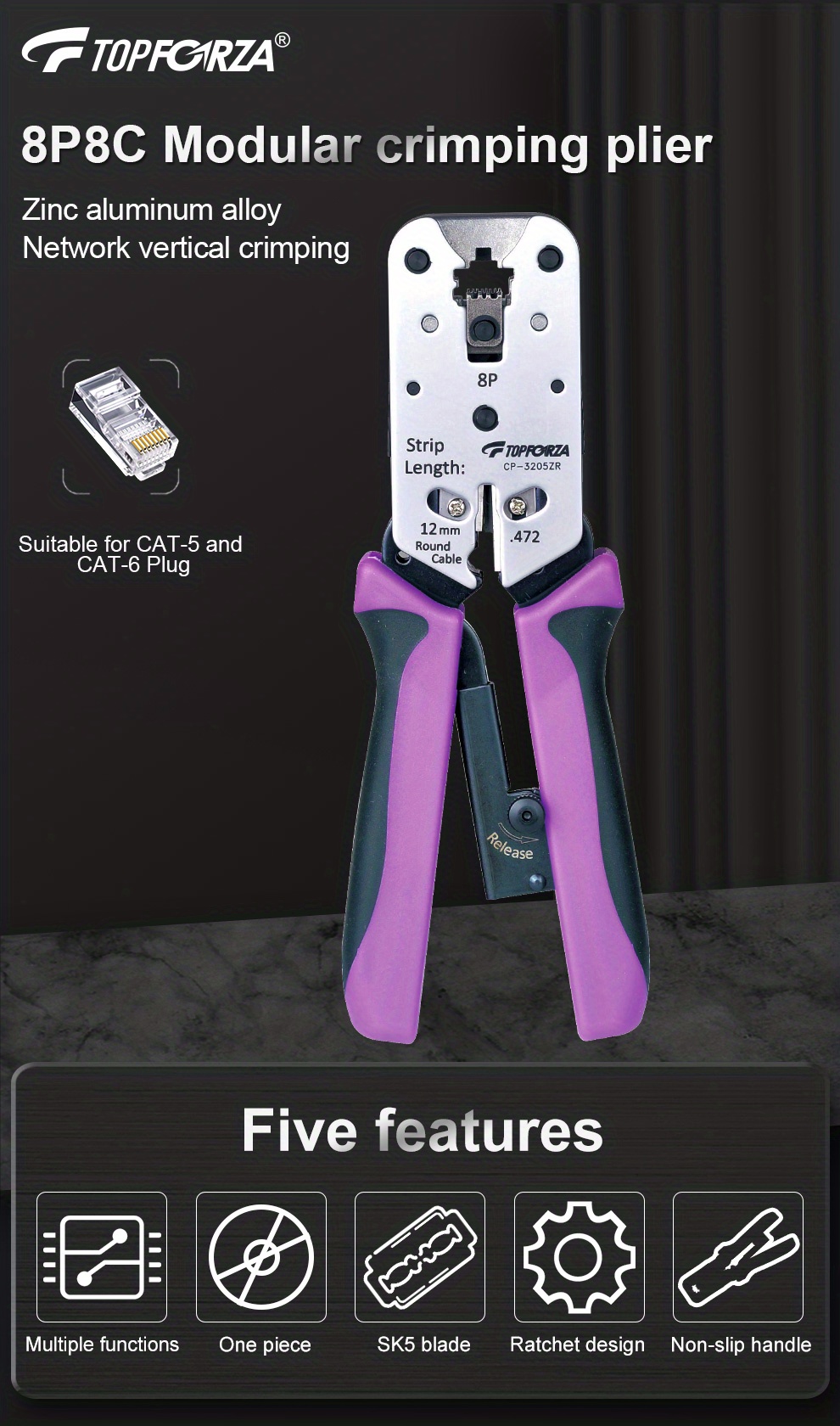 Rj45 Crimper Zinc Alumium Alloy Steel 8p8c Crimping Tool - Temu Australia