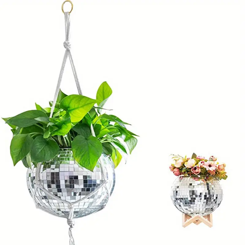 Disco Ball Mirror Ball Hanging Flower Pot Hanging Basket - Temu Disco Ball Mirror Ball Hanging Flower Pot Hanging Basket - Temu