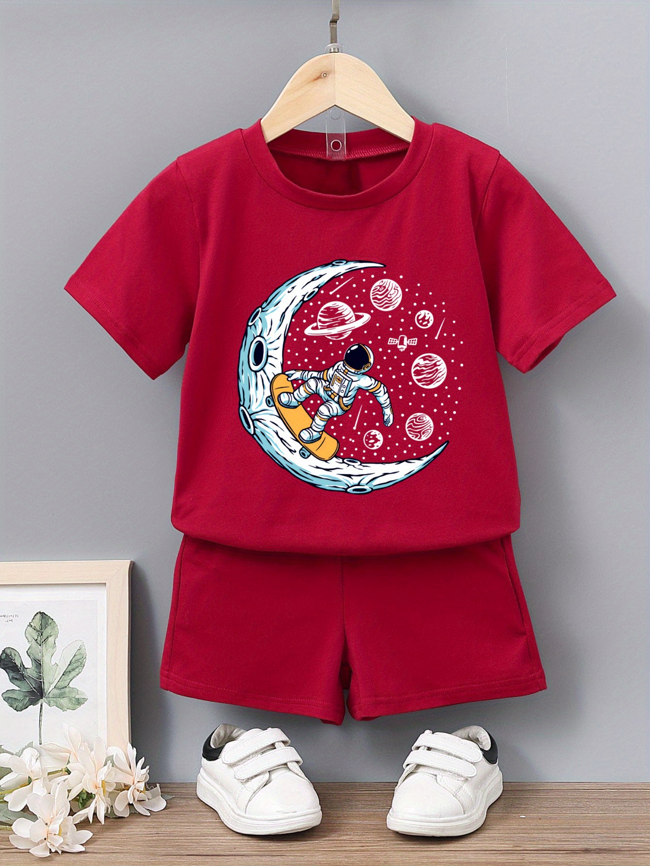 Boys Astronaut Playing Skateboard In Space Casual Outfit - Temu Australia