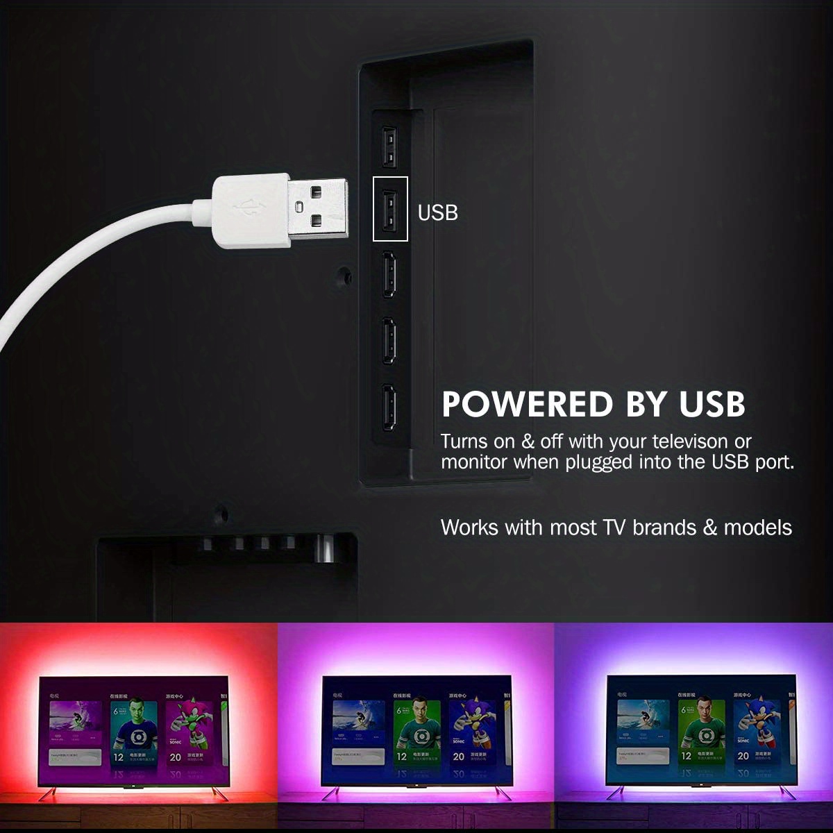 Usb Tv Backlit Strip Lights 24 key Infrared Remote Control - Temu