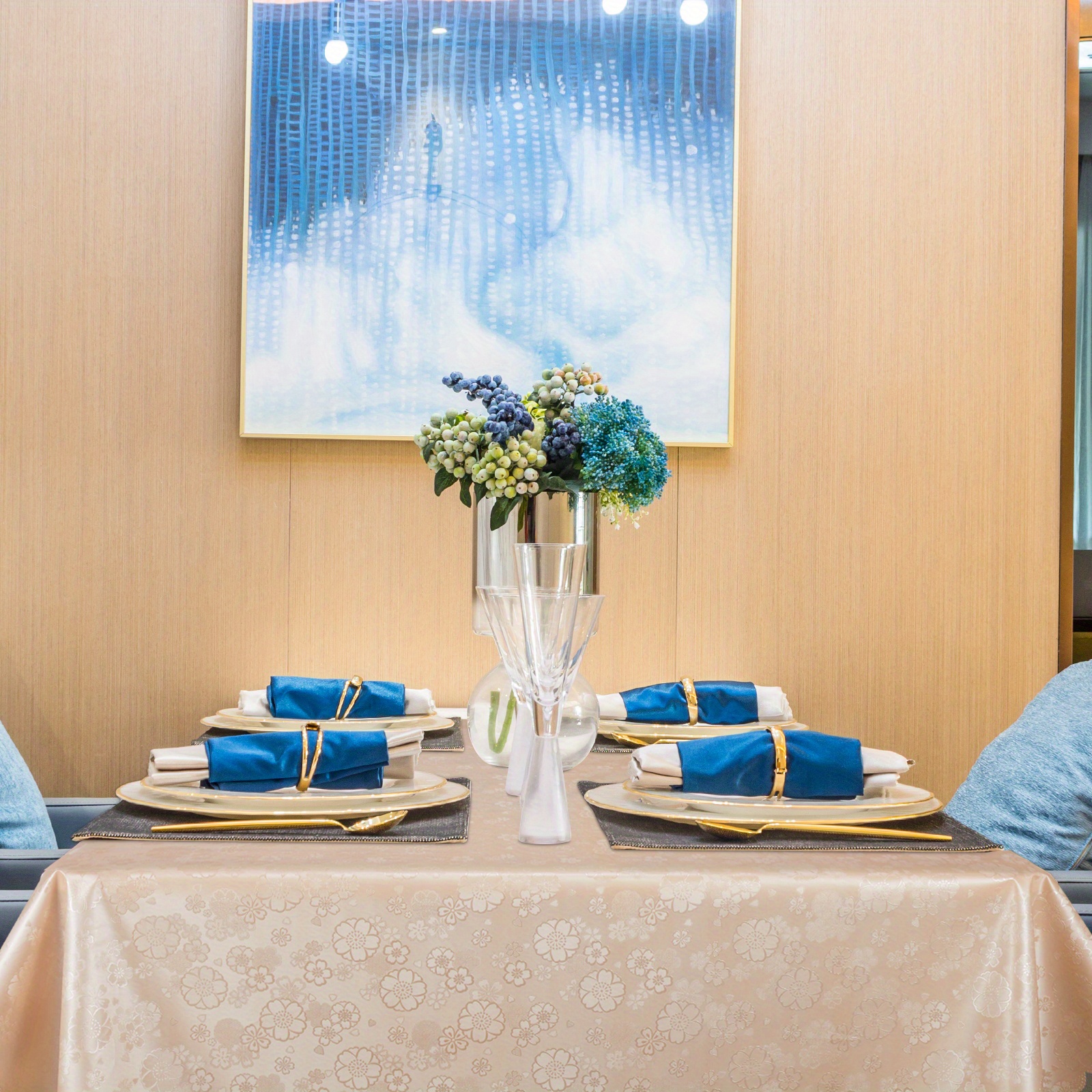 Flower Tablecloth Rectangle Heavy Duty Table Cloth Wipeable - Temu Norway