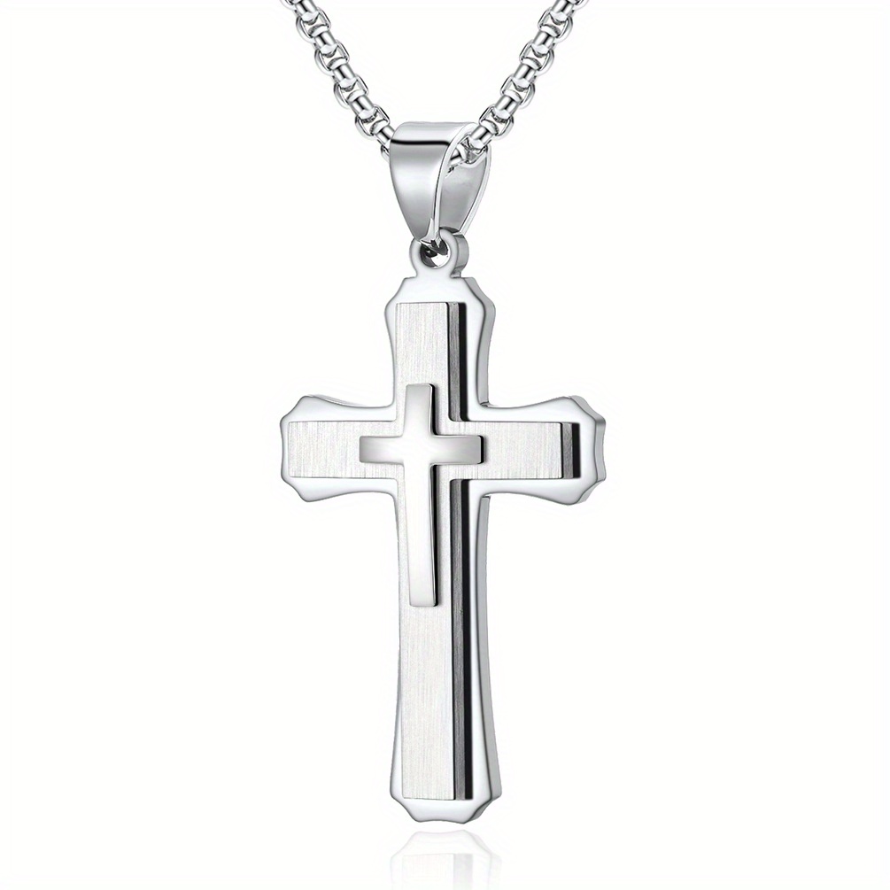 trendy titanium steel men's necklace cross pendant - Temu Australia