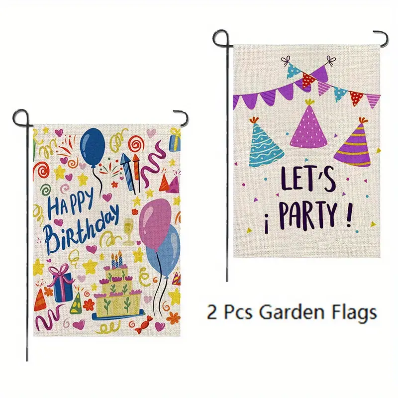 Happy Birthday Garden Flags Double Side Printed Included Temu United