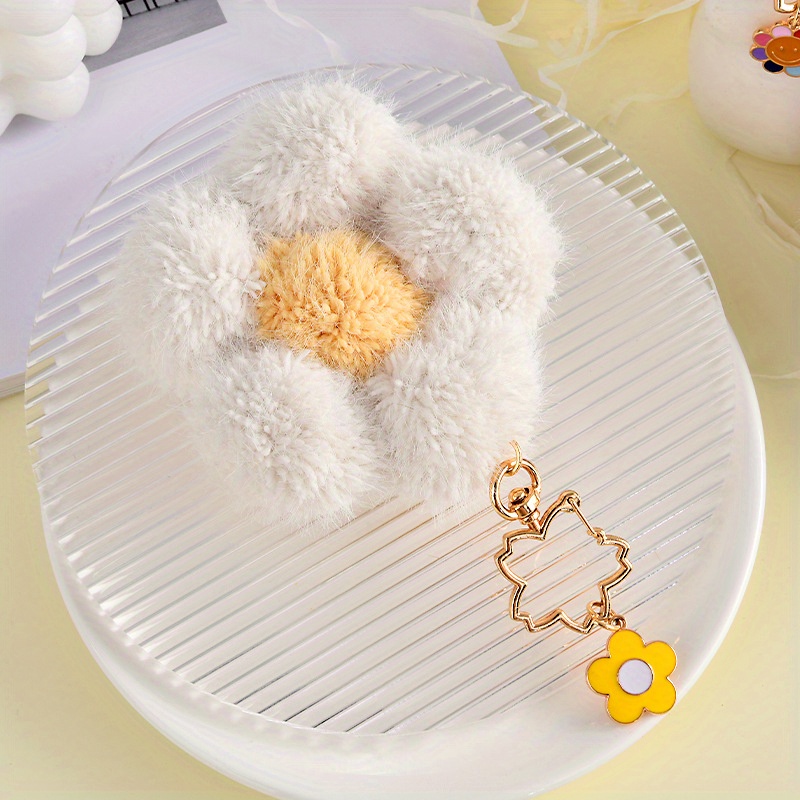 Cartoon Flower Charm Keychain Cute Plush Keyring - Temu Australia