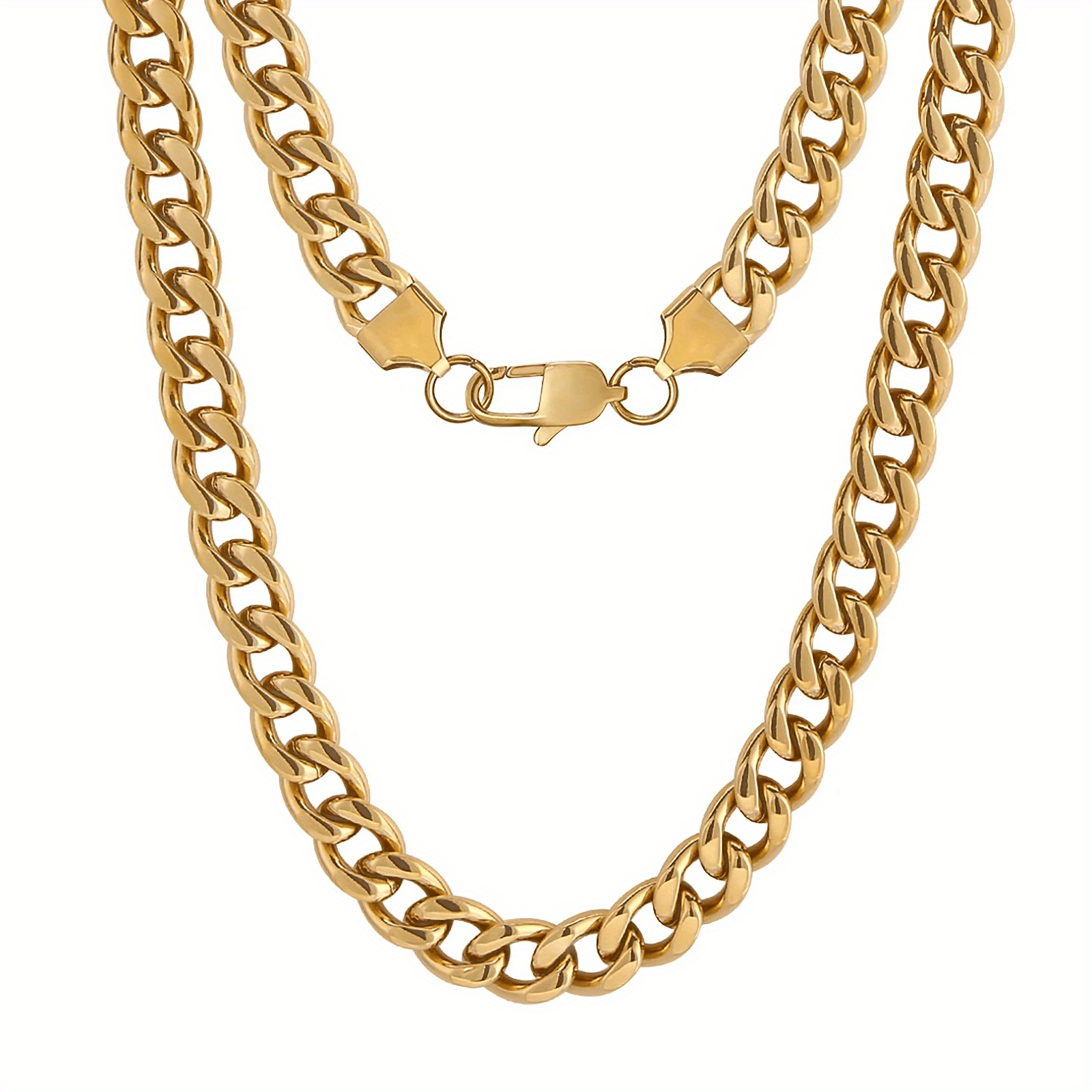 1pc 18k Golden Plated 9mm Miami Cuban Link Chain - Jewelry ...