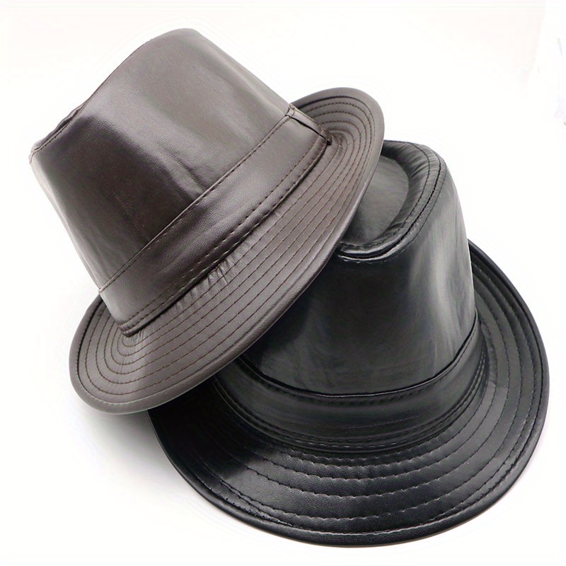 universal mens pu leather top hat fashion jazz top hat outdoor casual ...