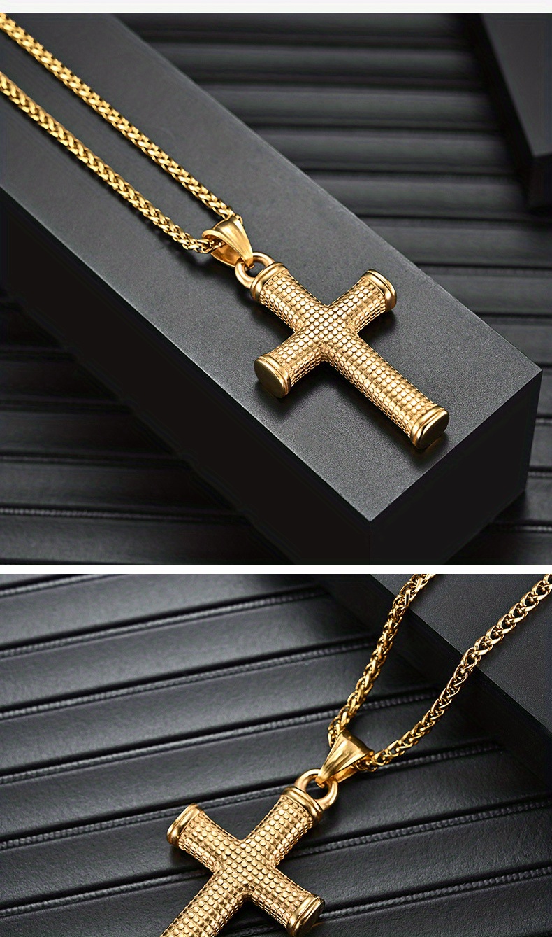 Men's New Stainless Steel Casting Religious Cross Necklace - Temu New ...