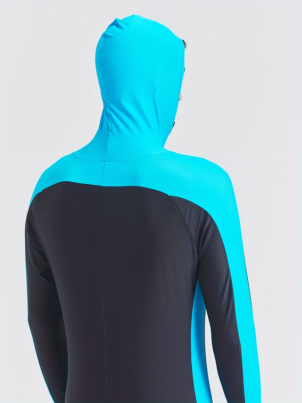 One piece Color Block Men's Tight Stretch Compression Hooded - Temu ...