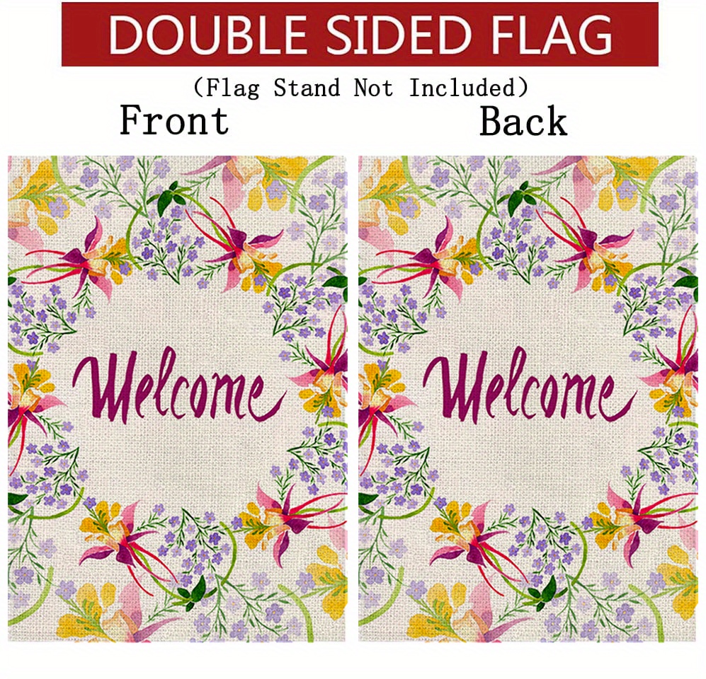 Floral Welcome Garden Flags Double side Printed Included - Temu United ...