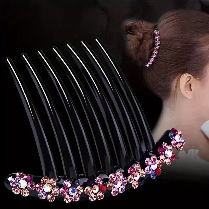 flower hair comb fashion crystal side comb hair - Temu Australia