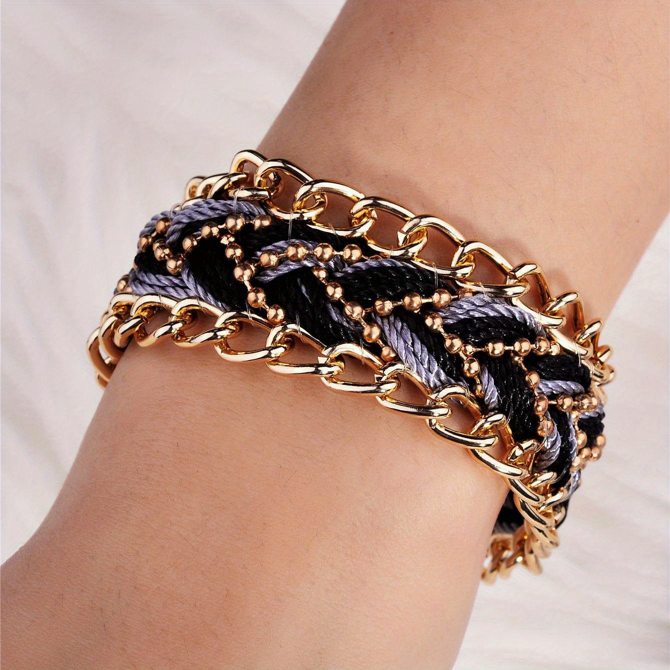 Women's Fashion Chain Woven Bracelet Boho Style Hand Jewelry - Temu ...
