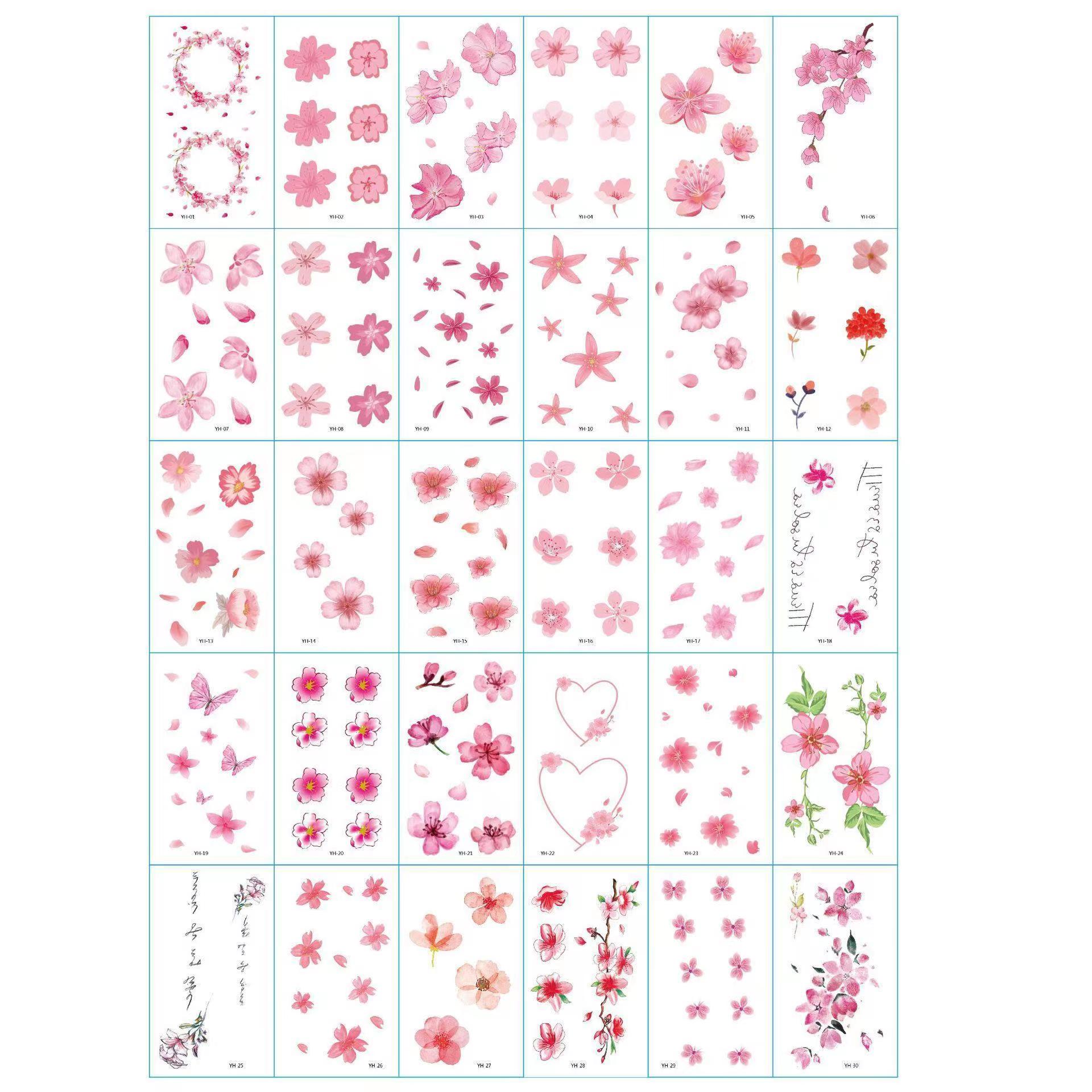 Pink Temporary Tattoos Spring Cherry Petal Cute - Temu Canada