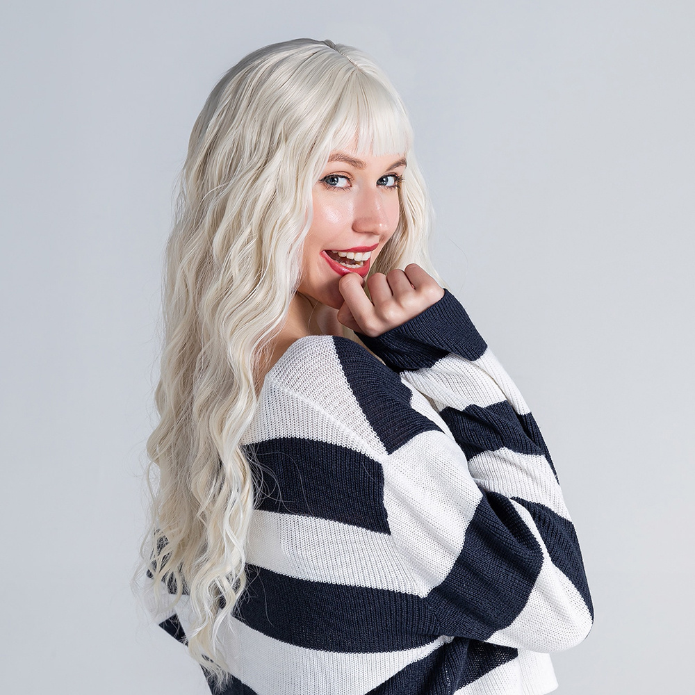haircut long wavy hair wigs bangs synthetic fiber - Temu