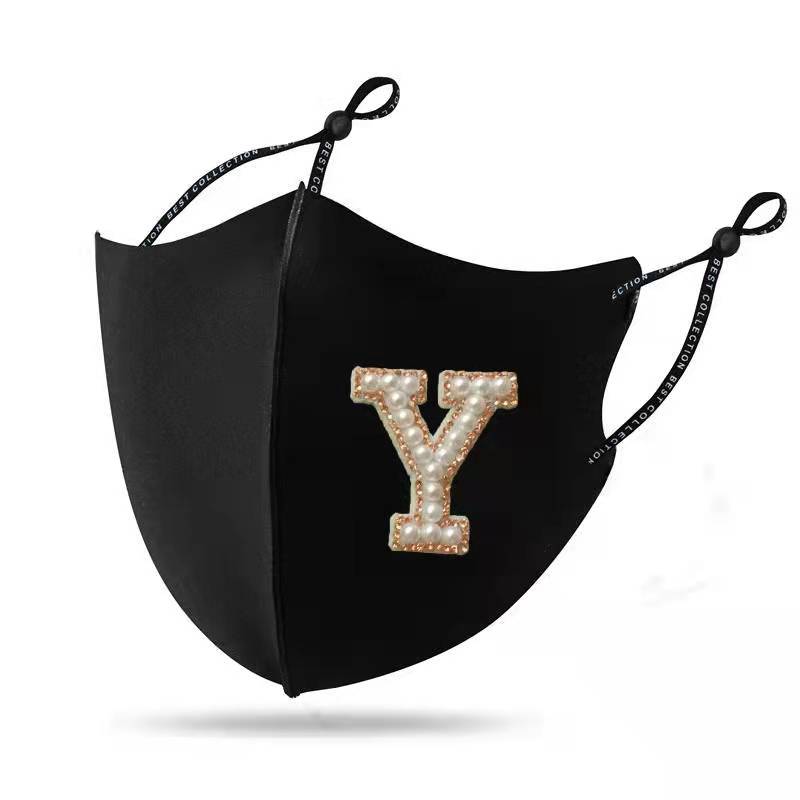 decorative mask washable reusable pearl letter - {region_name}