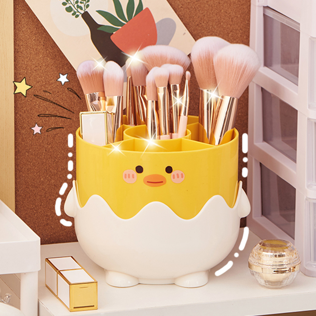 Cute Pencil Holder Plastic Storage Box Small Computer Desk - Temu