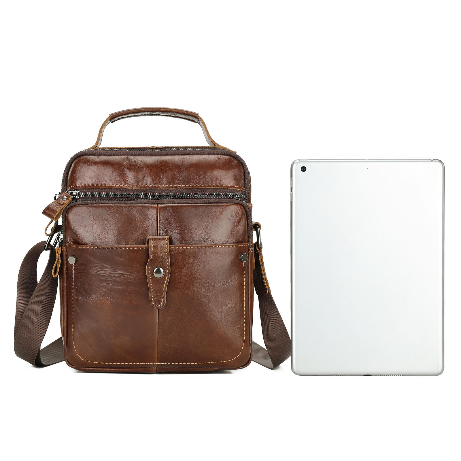 shoulder bag men' genuine leather vertical - Temu