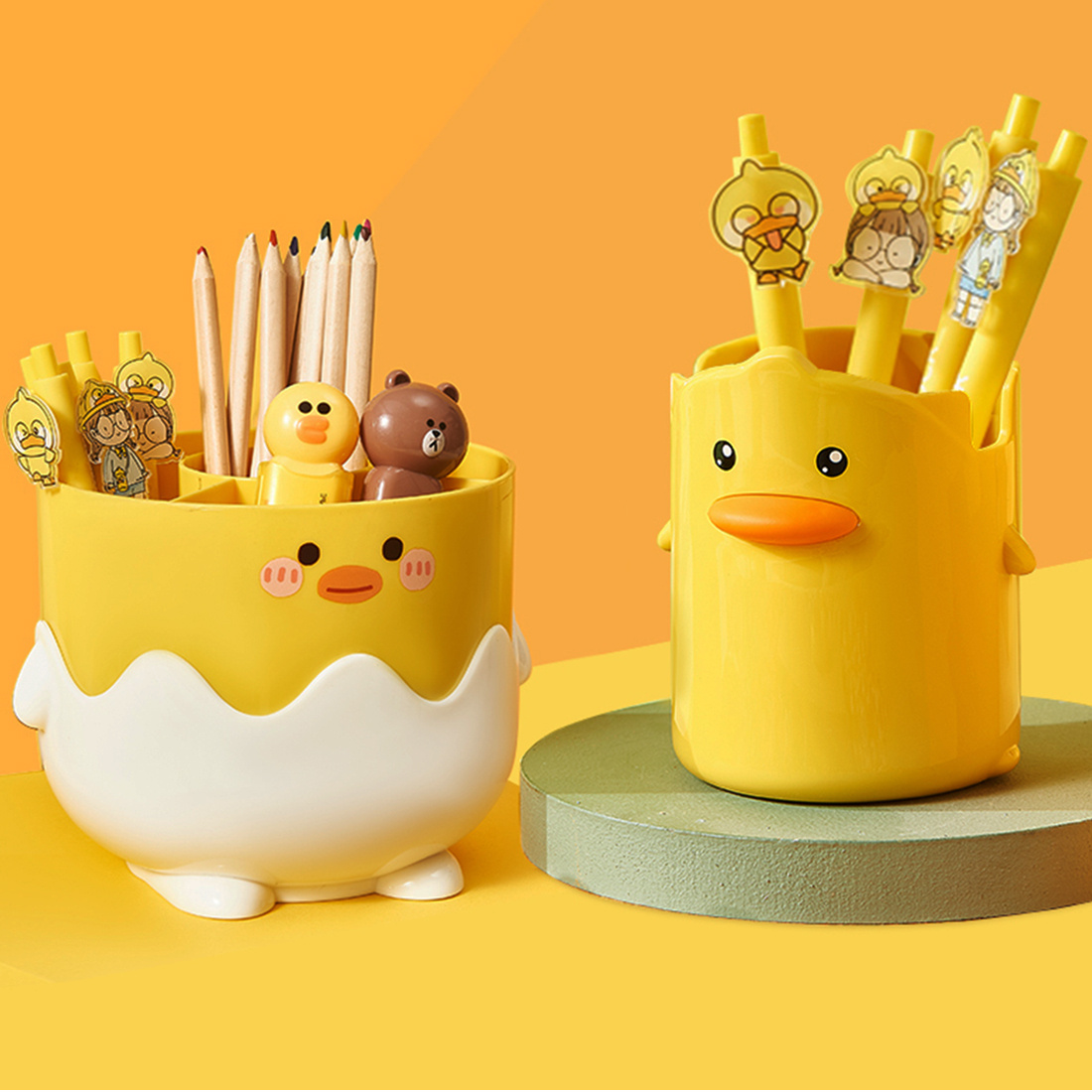 Cute Pencil Holder Plastic Storage Box Small Computer Desk - Temu