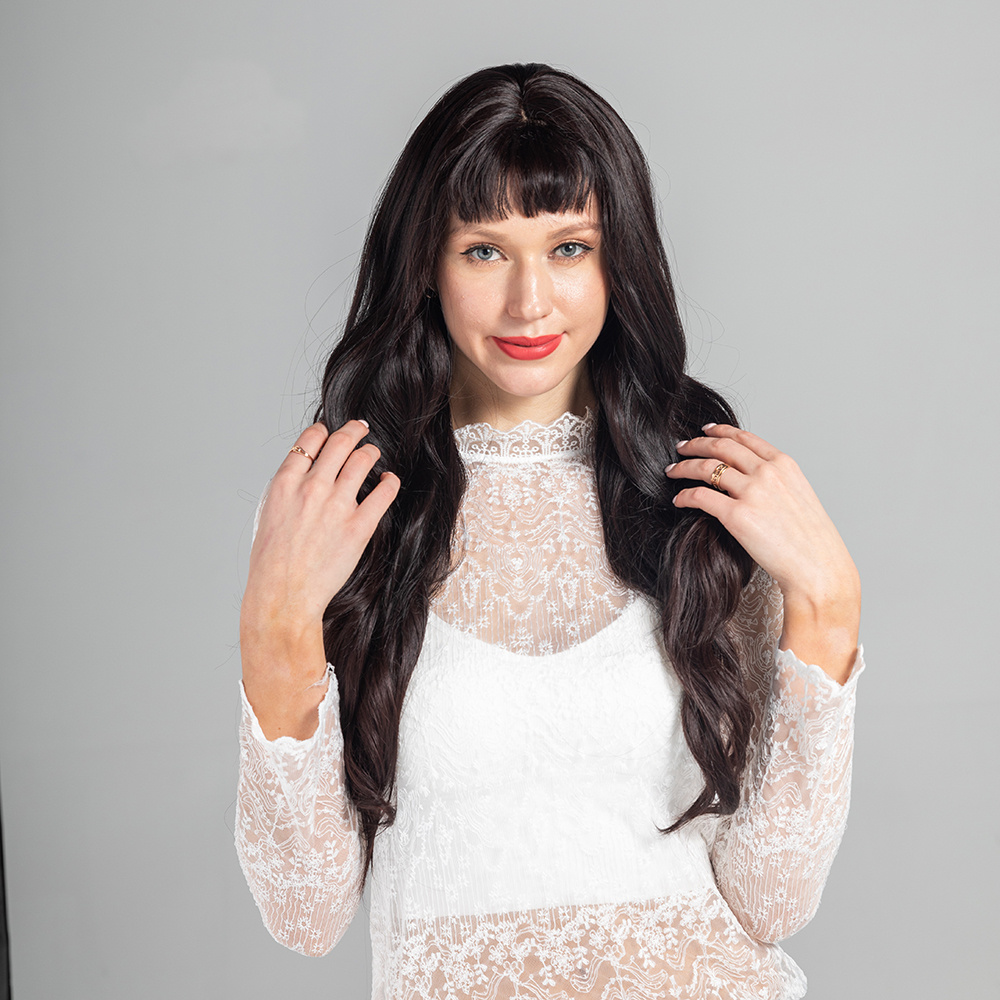 Haircut Long Wavy Hair Wigs Bangs Synthetic Fiber - Temu Canada