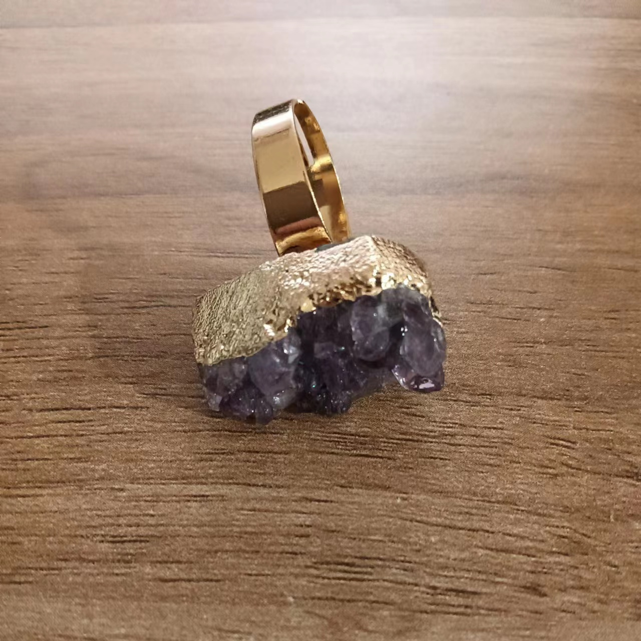 Natural Amethyst Cluster Open Ring Rock Ring - Temu Norway