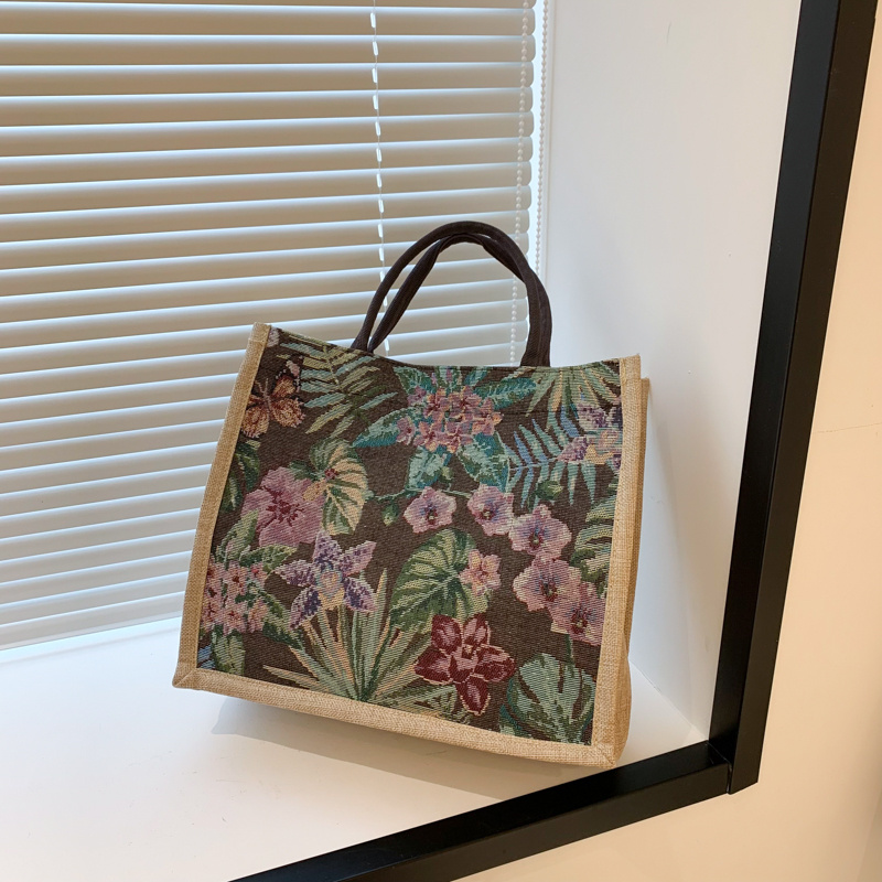 Floral Embroidery Tote Bag Large Capacity Canvas Handbag Casual ...