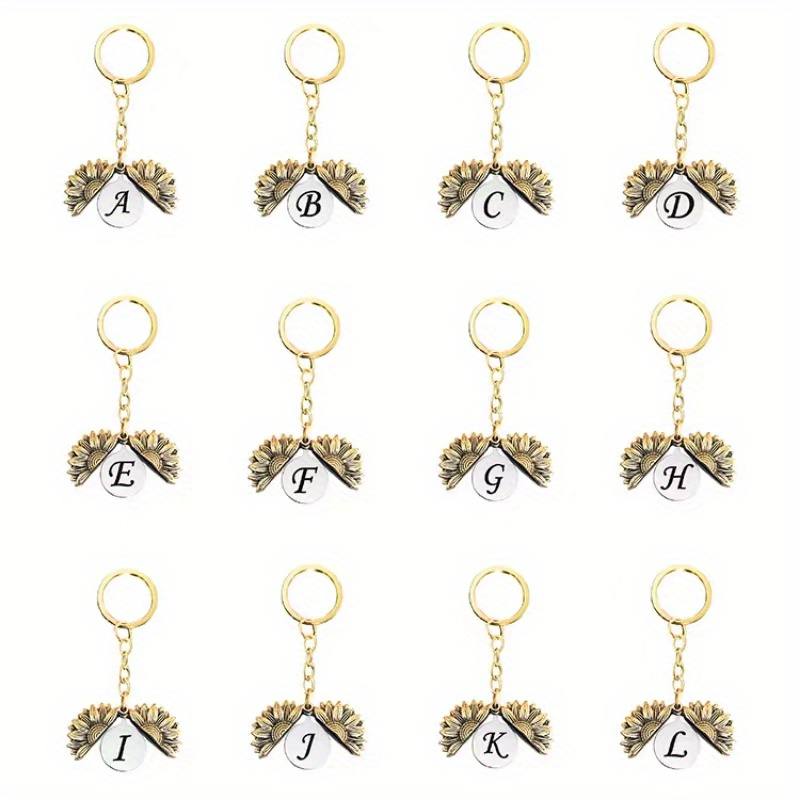 Golden Sunflower Metal Lettered Keychain Keychain Pendant - Temu Australia