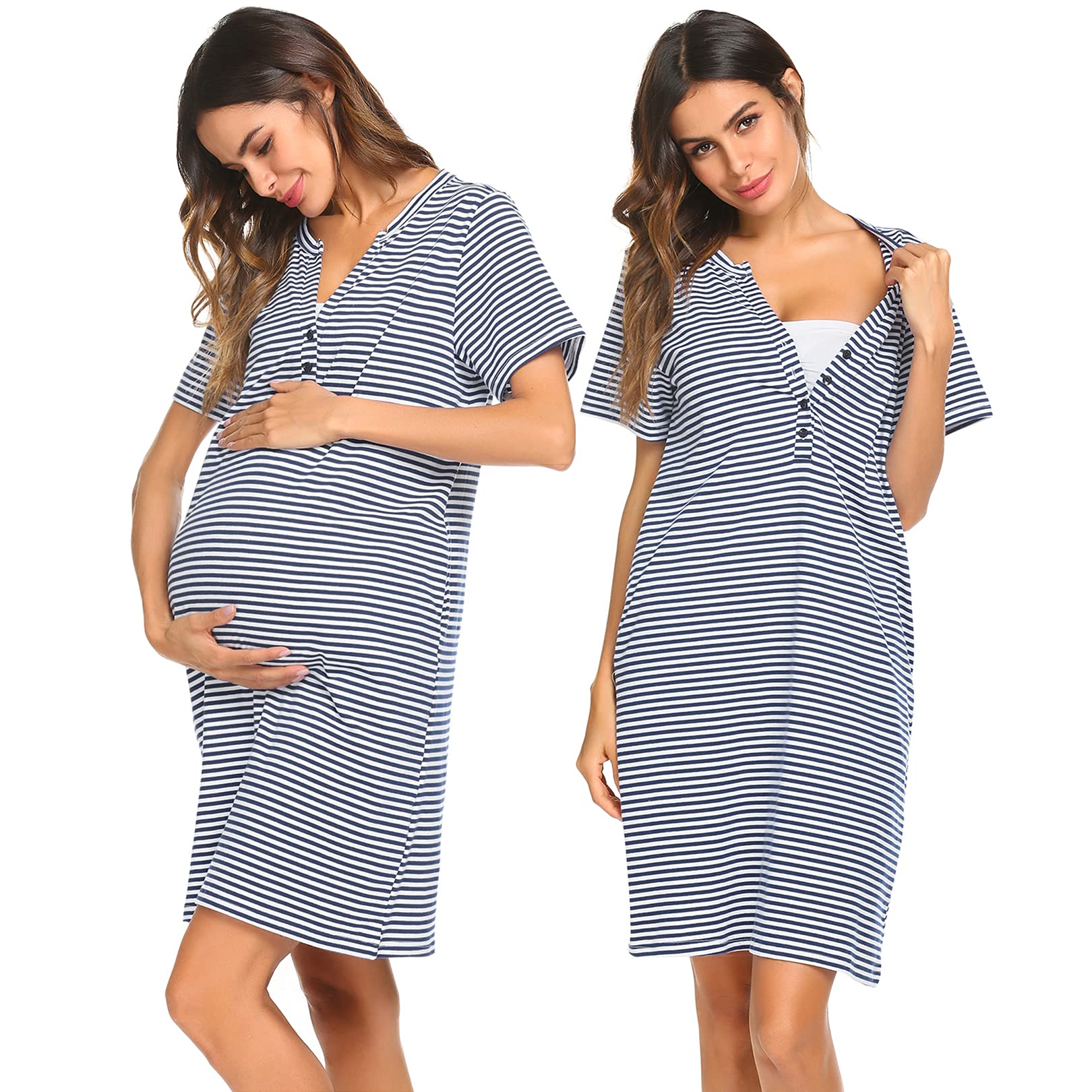 Women's Maternity Casual Trendy Striped Pajamas Dress - Temu Australia