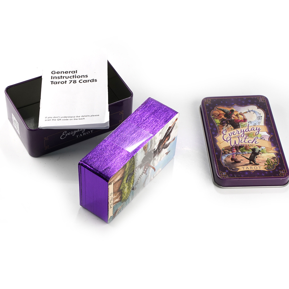 Tin Metal Box 78 Cards Gilded Edge Guidebook Deck Tarot - Temu