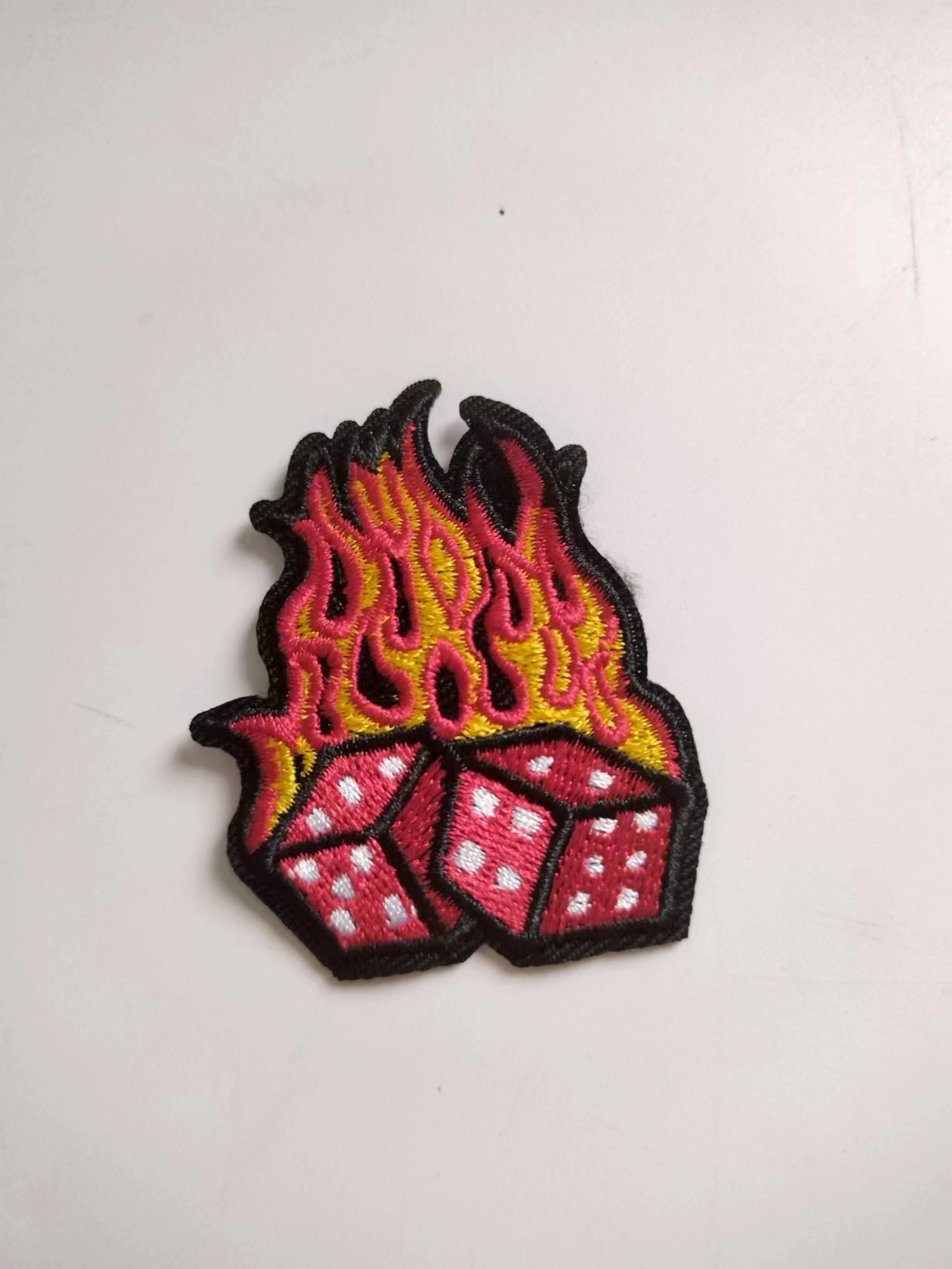 3d Stereoscopic Effect Geometry Dice Flame Fire Embroidered - Temu
