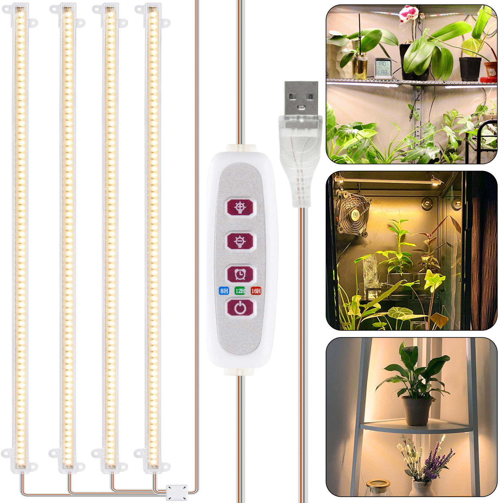 1pc One Usb With 1 2 3 4 Leds Grow Light Strips Bar For Indoor Plants ...