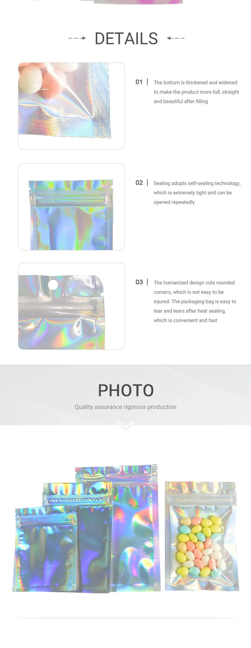 Hologram Ziplock Bag Small Pouch Tick Mylar Bags Holo Eyelashes