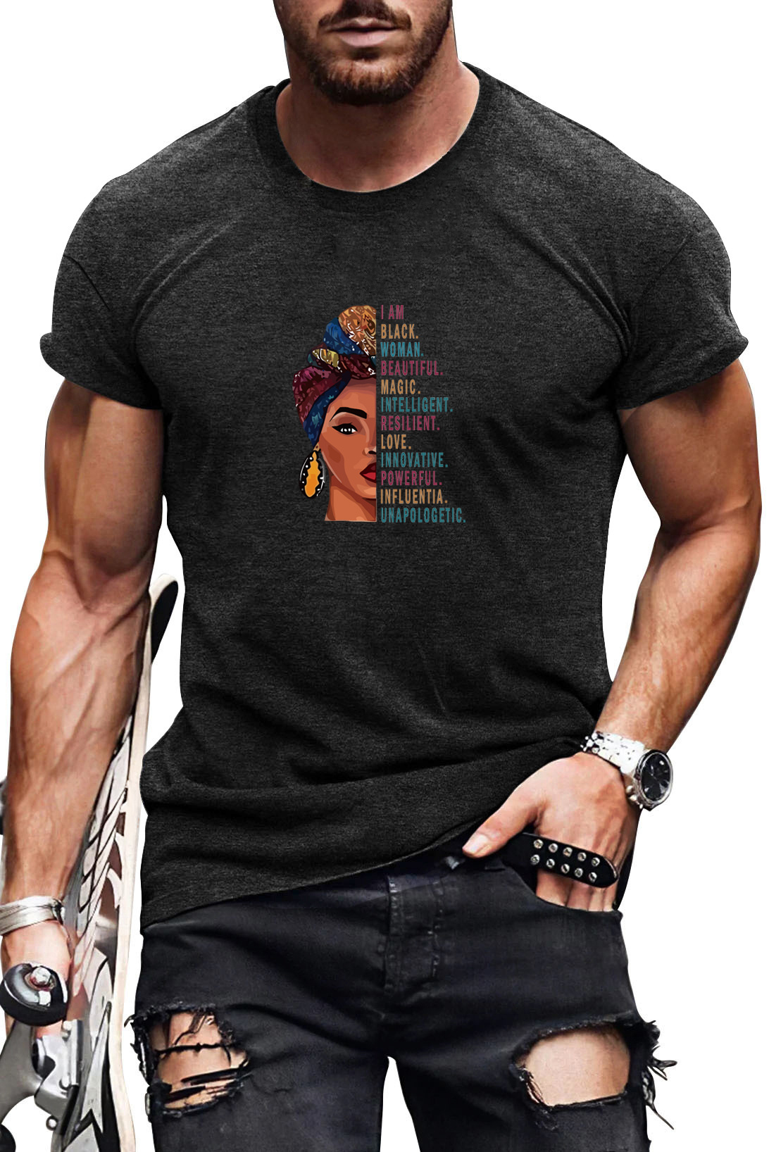 Men's Cotton Black Woman Graphic Print Casual Trendy - Temu United Kingdom