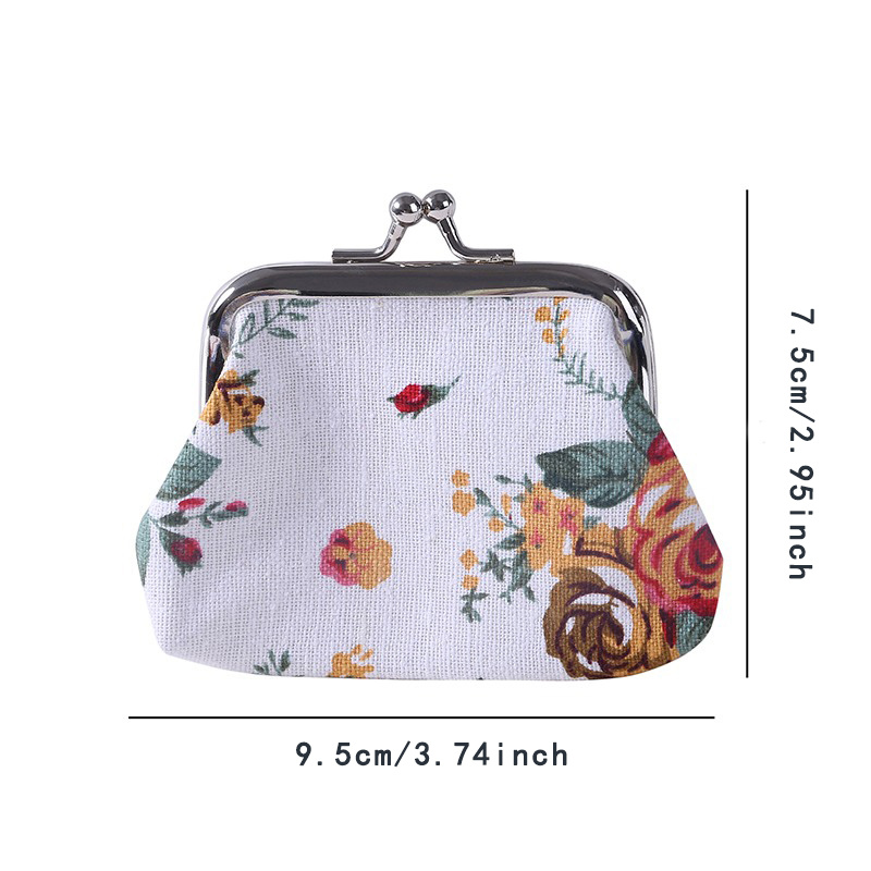 Kiss Lock Coin Purse Women' Small Canvas Floral - Temu United Arab Emirates