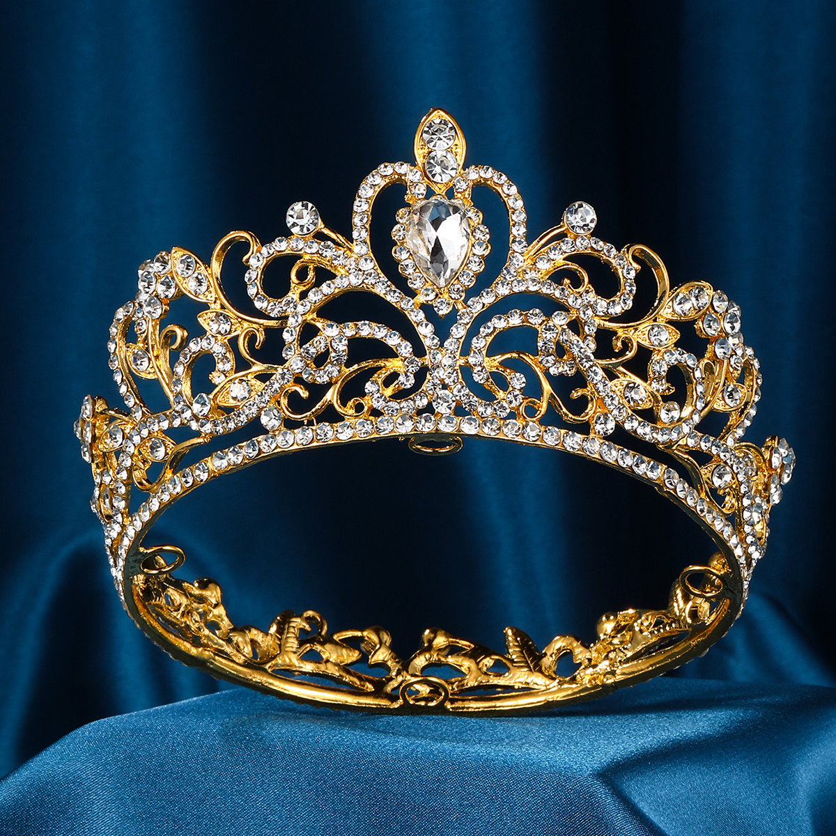 Alloy Rhinestone Golden Crown Hairband Headband Bridal Wedding Party ...