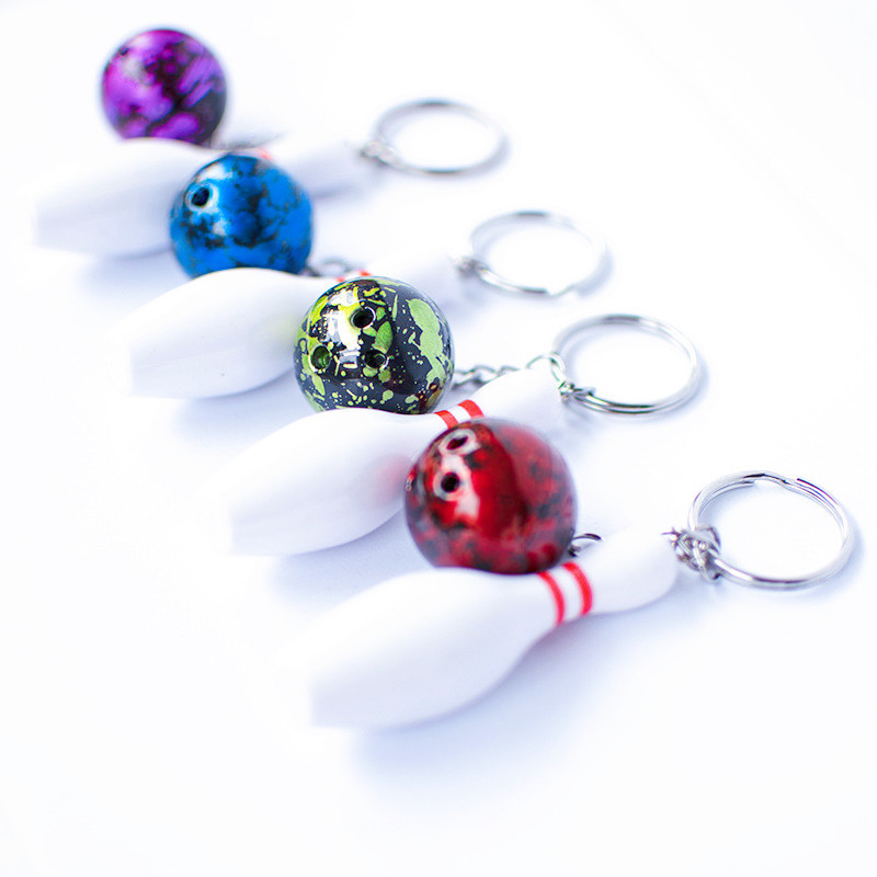 1pc leisure sports bowling key chain pendant simulation bowling key ...