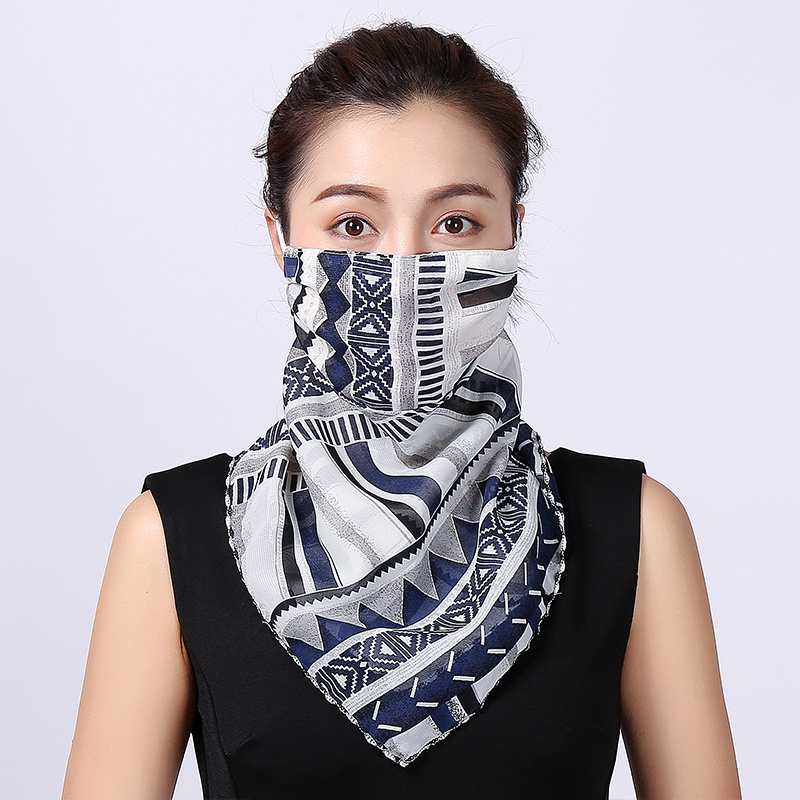 Reusable Chiffon Mouth Mask Women Face Mask Scarf Print Neck - Temu ...