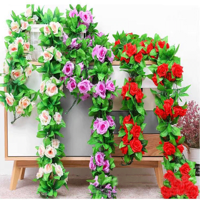 1pc simulation roses garland artificial greenery vines plants for diy ...
