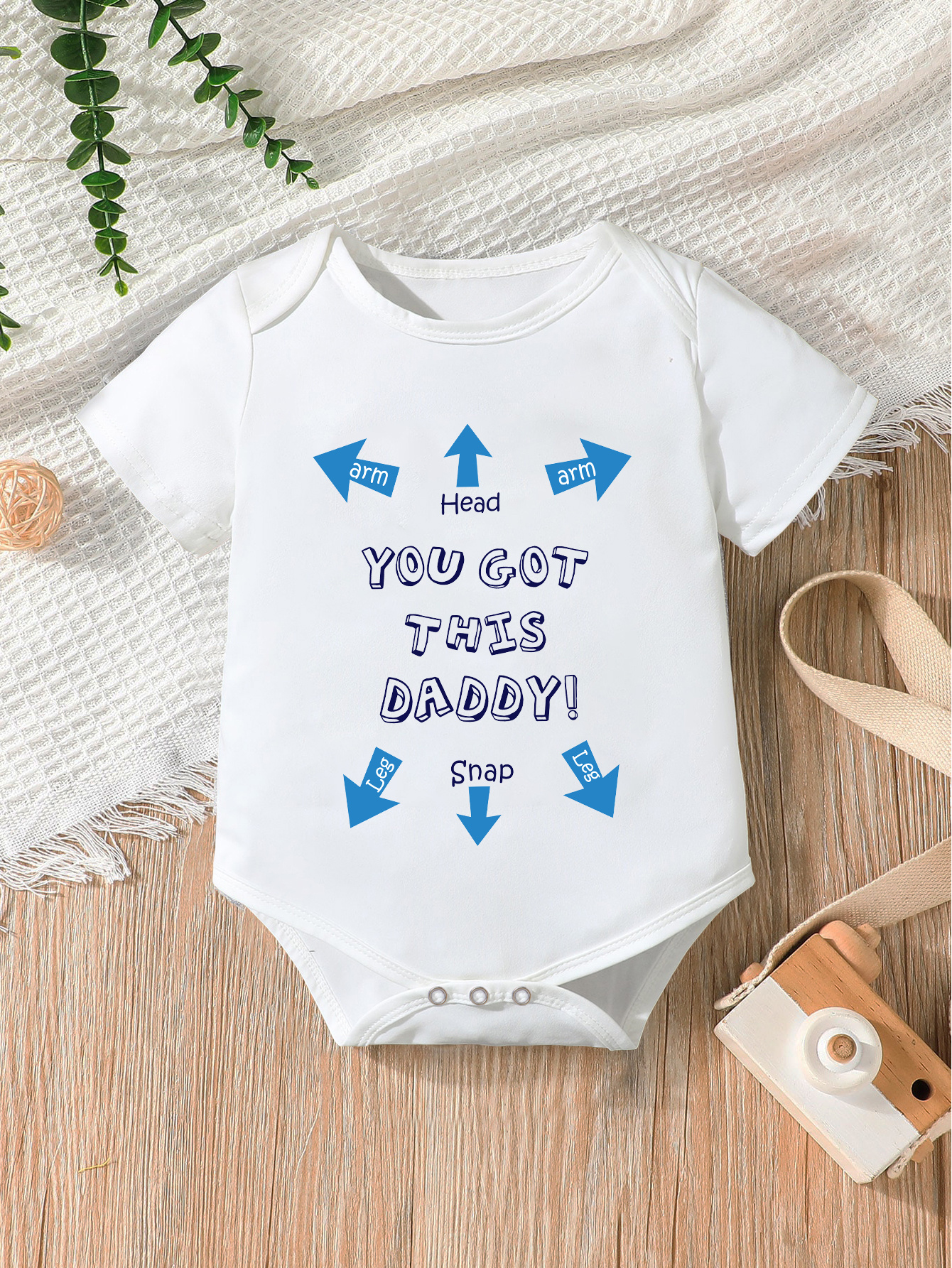 Baby Boys Casual " Got Daddy" Short Sleeve Round Neck Onesie - Temu New ...