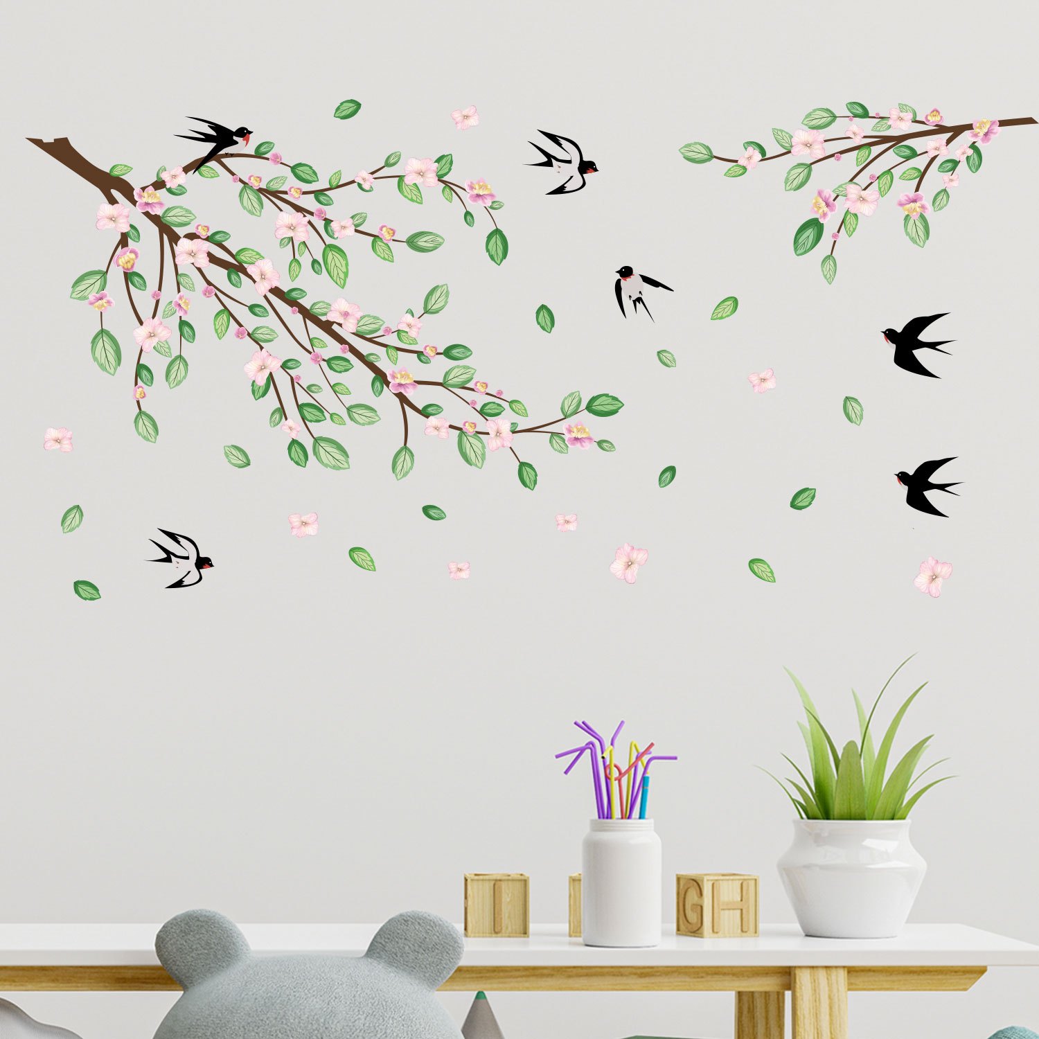 Tree Birds Wall Sticker Peach Self - Temu Norway