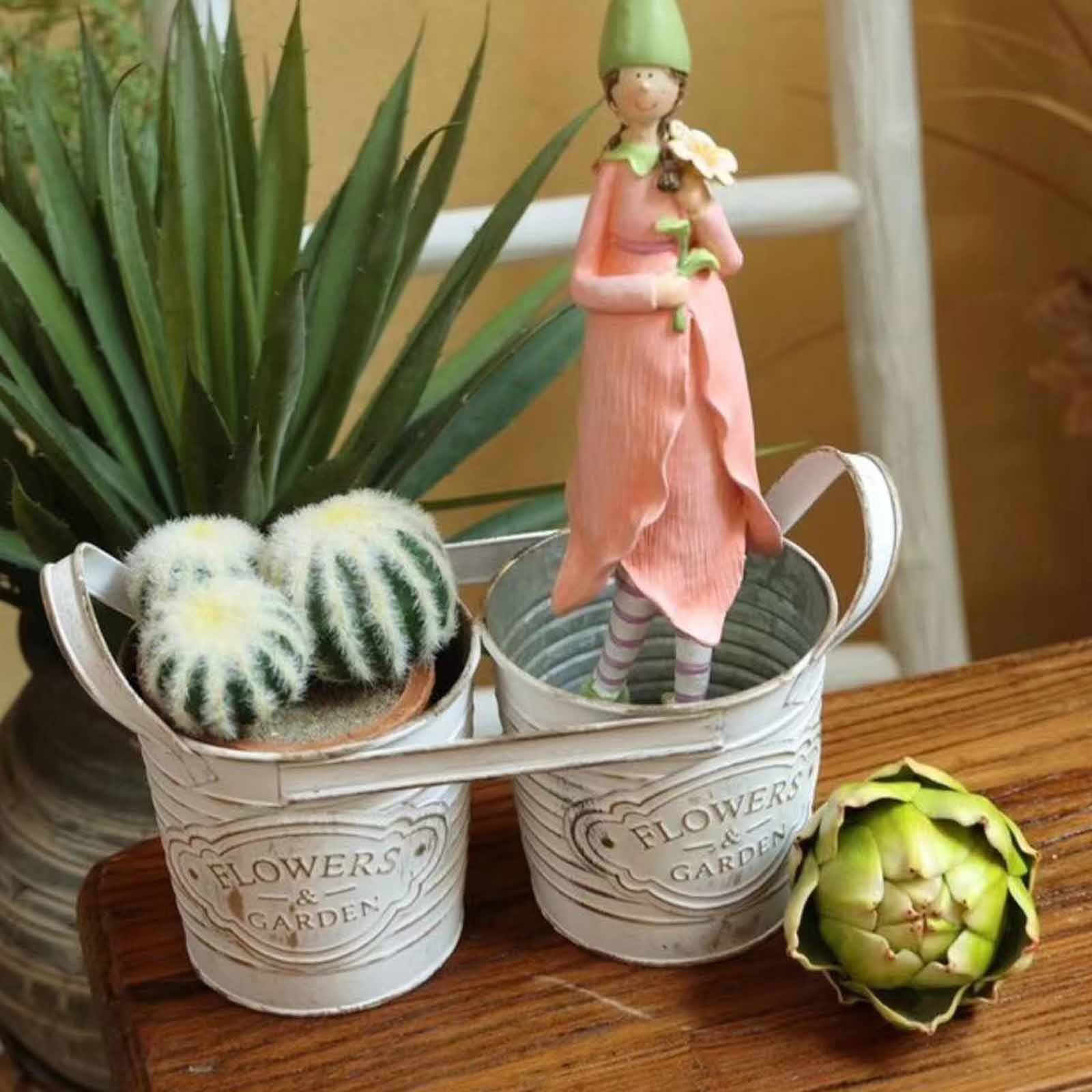 Vintage Iron Letter Bucket Flower Arrangement Succulent - Temu