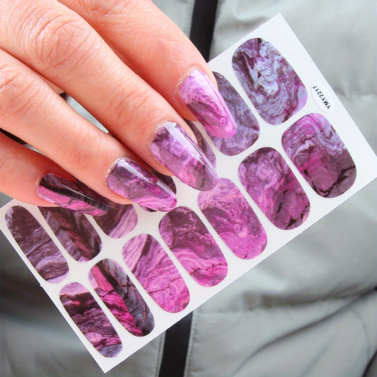 Marble Print Full Wrap Toenail Polish Stickers Self - Temu Canada