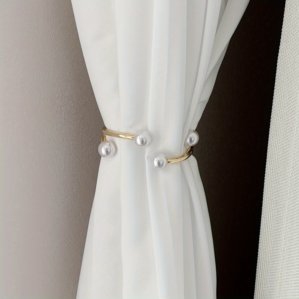1pc Golden Fake Pearl Curtain Tieback Decorative Curtain Tie Backs For ...