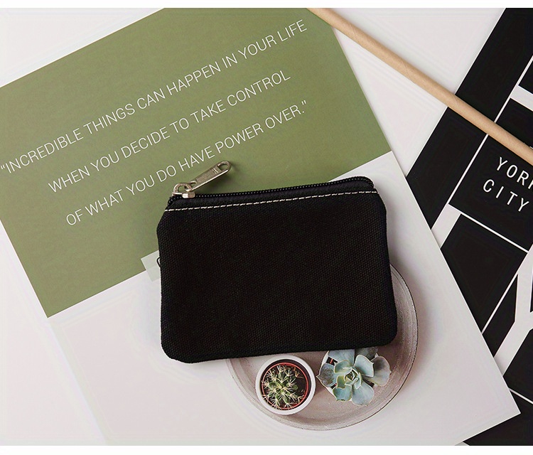 Mini Minimalist Zipper Pouch Canvas Clutch Coin Purse - Temu Netherlands