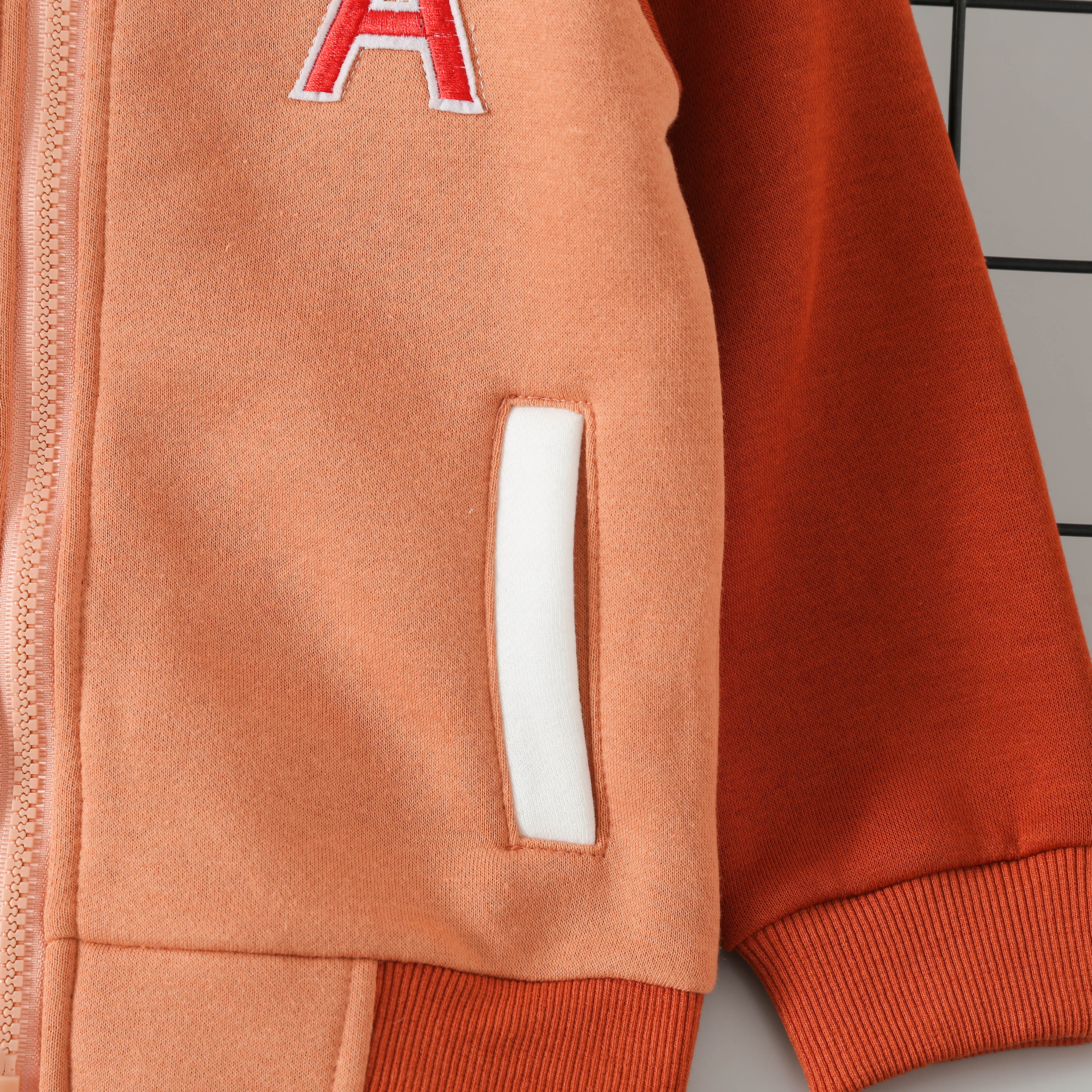 Boys Color Block Jacket Letter Embroidery Long Sleeve Zipper - Temu ...