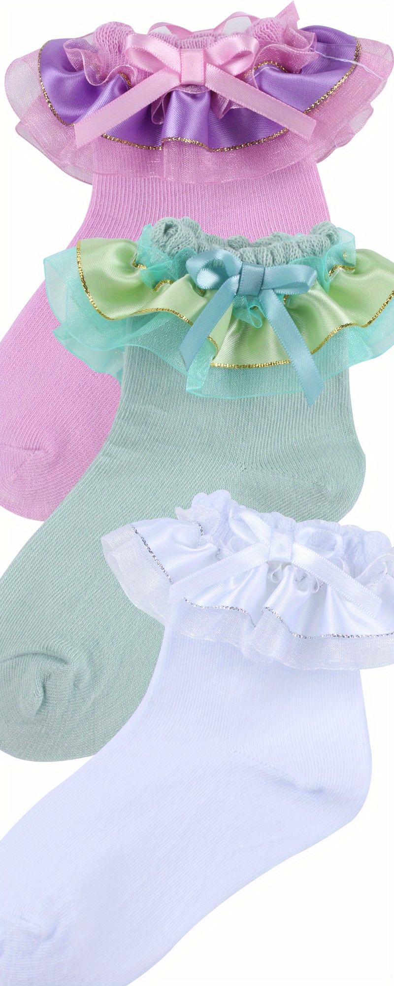 Girls Elegant Cute Exquisite Socks Lace Ruffle Bow Decor - Temu Portugal