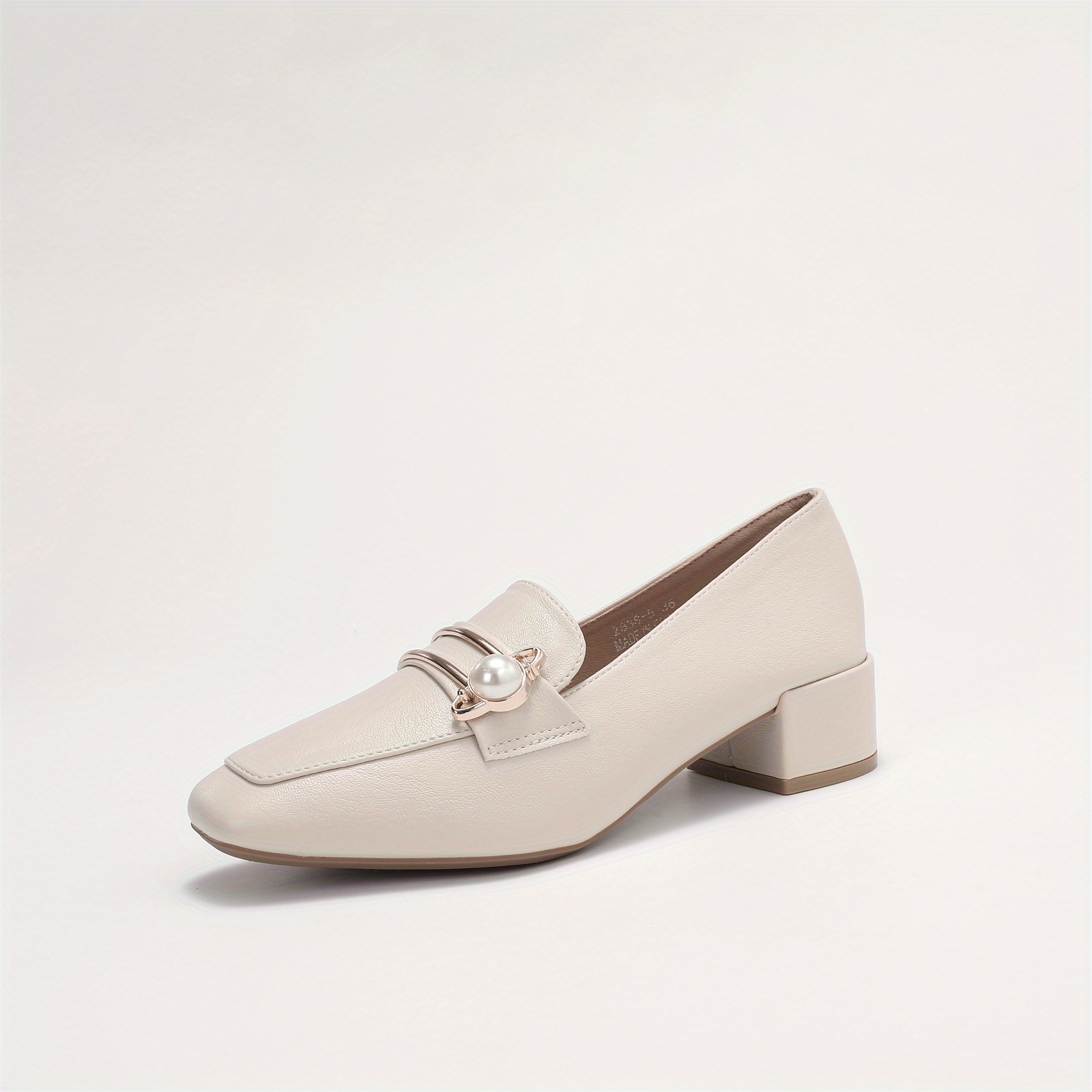 Women's Faux Metal Decor Block Low Heels Solid Color Square Toe Slip On ...