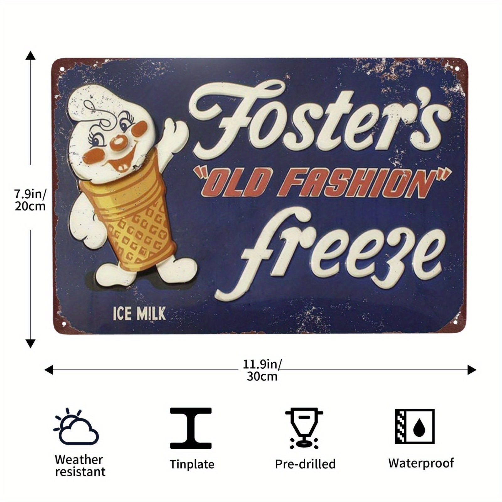 1pc New Tin Fosrters Old Fashion Freeze Vintage Look Aluminum Metal ...